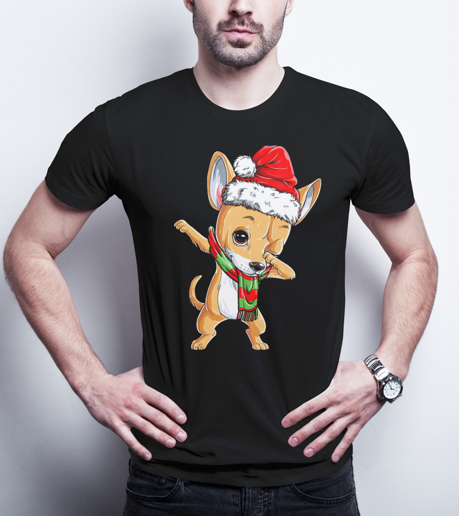 Chihuahua Santa Dabbing Christmas Scarf T-Shirt