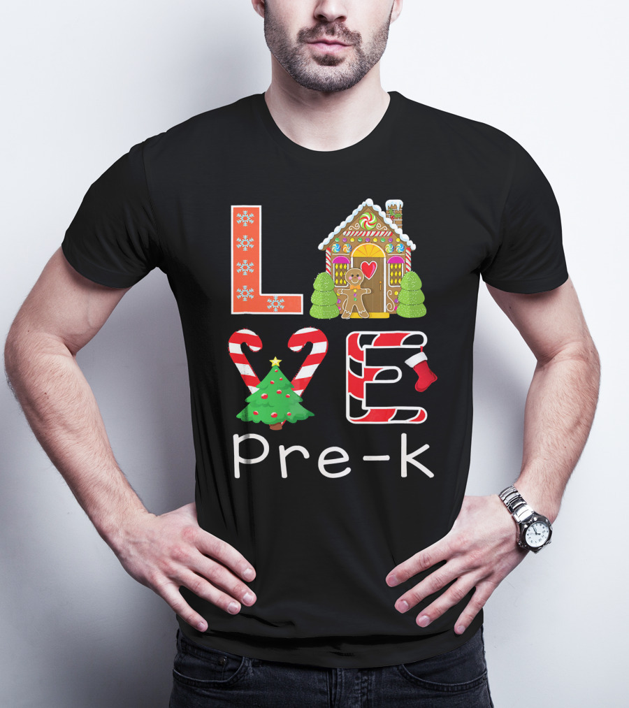 Love Pre-k Gingerbread Christmas Holiday Elements T-Shirt