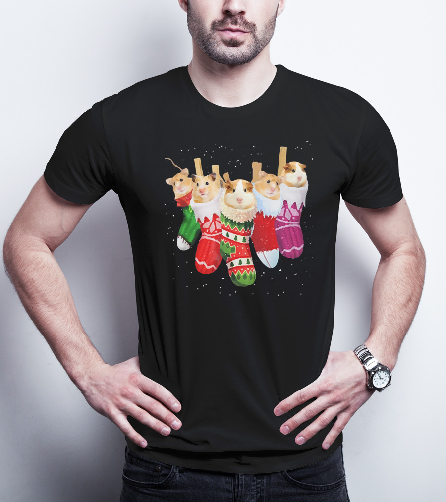 Hamster Holiday Cozy Stockings T-Shirt