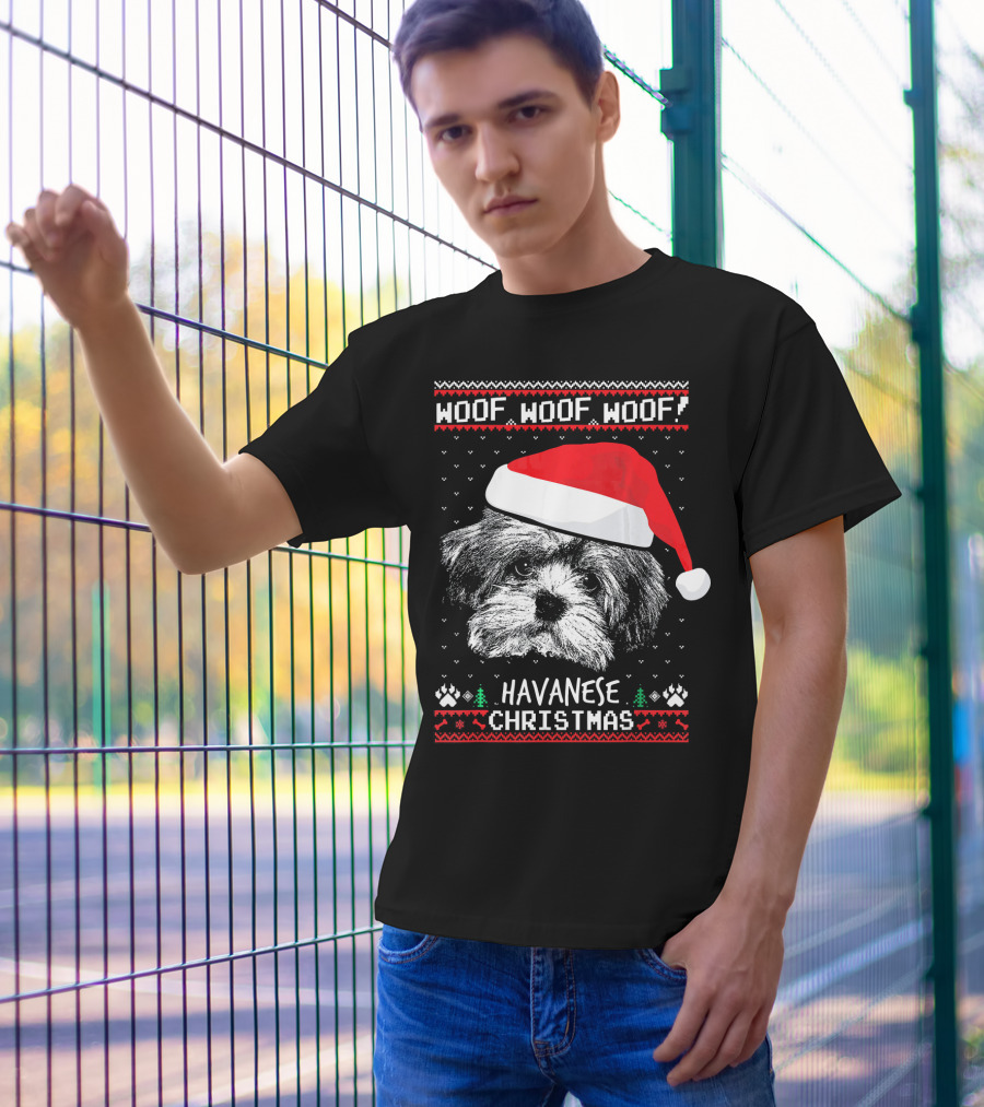 Woof Woof Woof Havanese Christmas T-Shirt