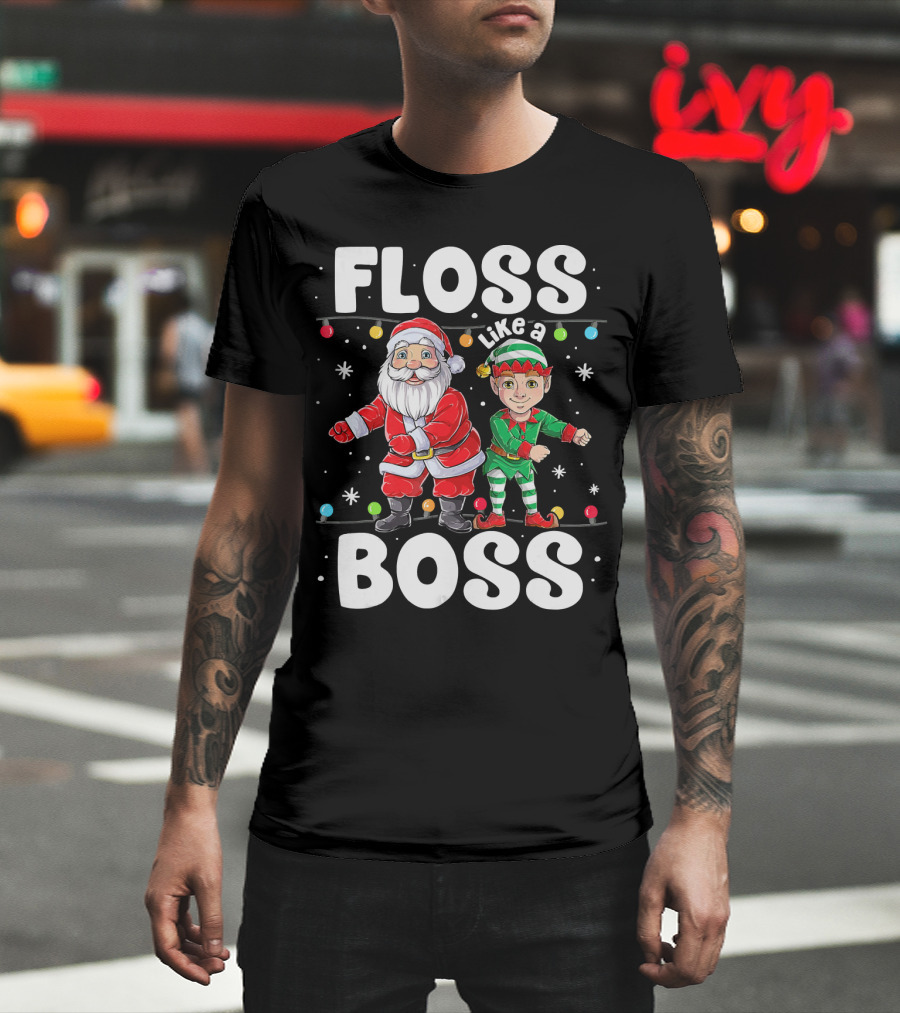 Floss Like A Boss Santa And Elf Christmas Dance T-Shirt