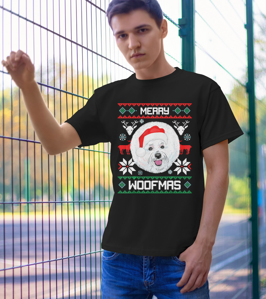 Merry Woofmas Bichon Frise Holiday T-Shirt