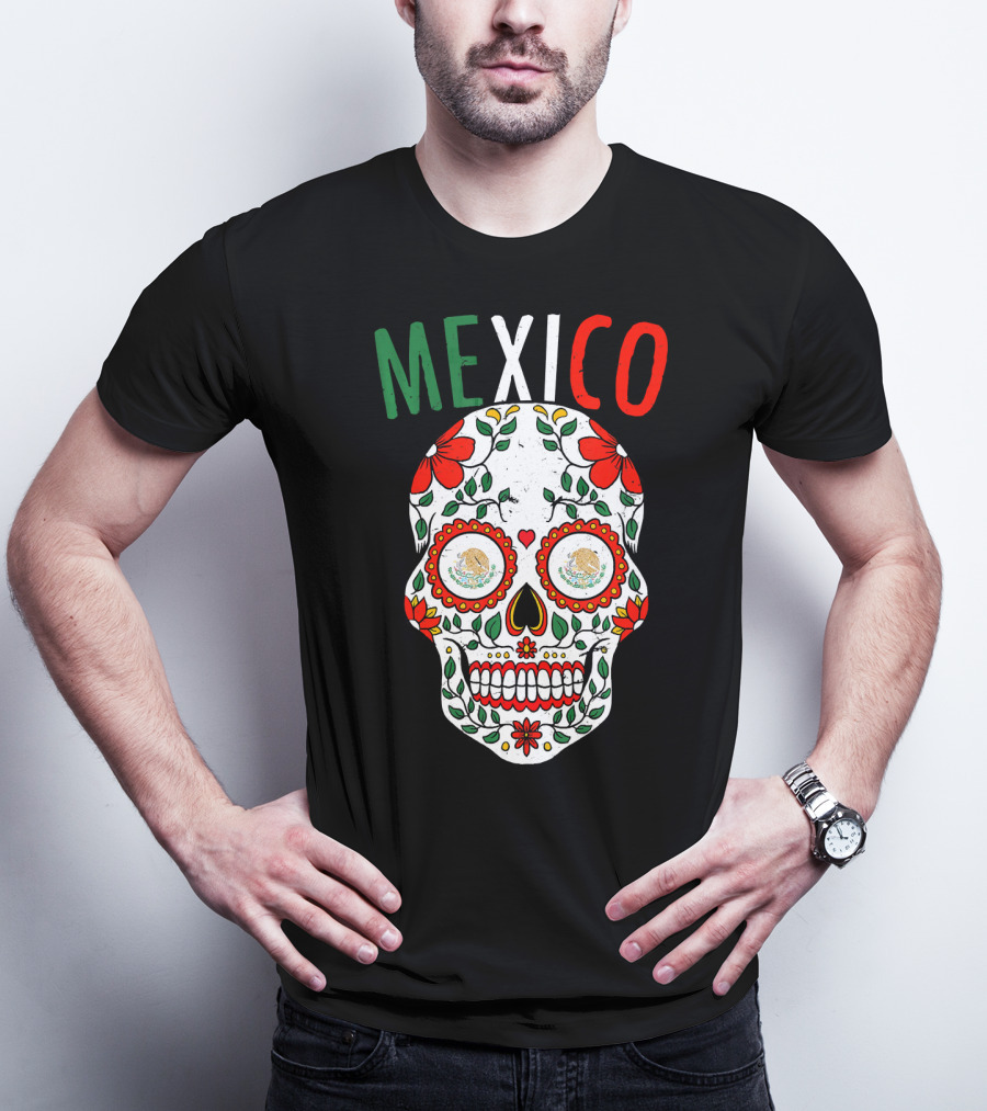 Halloween Mexico Sugar Skull Mexican Mexican Cinco De Mayo T-Shirt