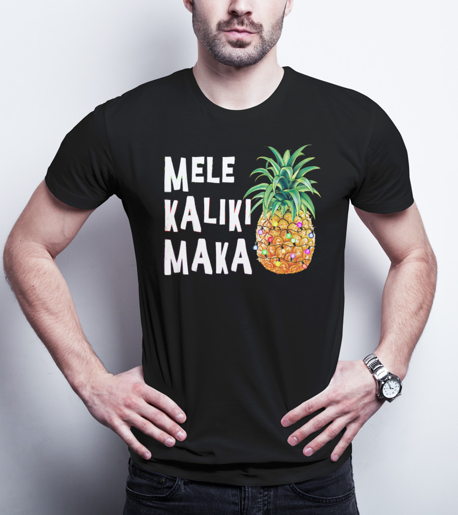 MELE KALIKIMAKA Pineapple Christmas Lights T-Shirt