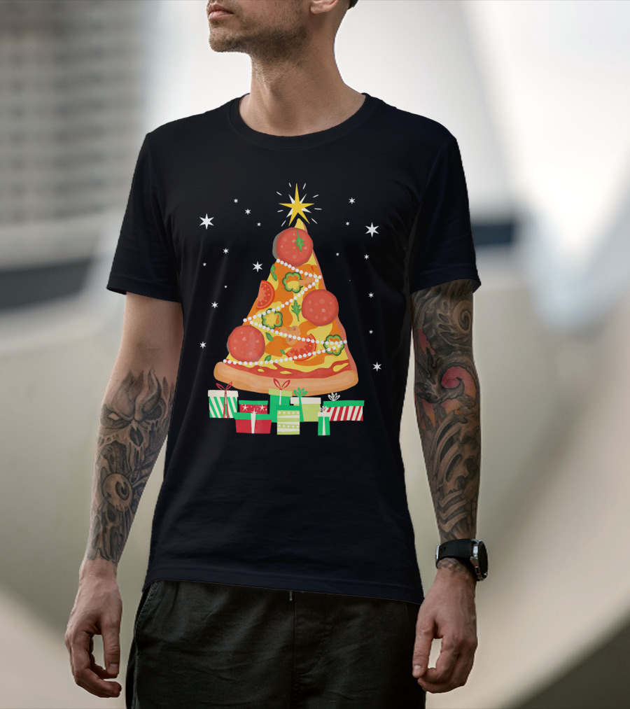 Pizza Christmas Tree Slice Festive Gifts T-Shirt