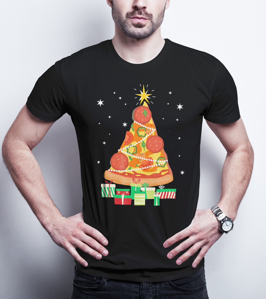 Pizza Christmas Tree Slice Festive Gifts T-Shirt
