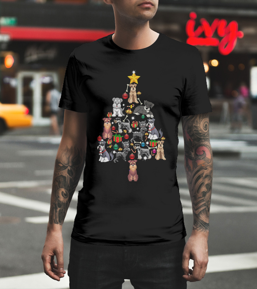 Schnauzer Christmas Tree Star Ornaments Gifts T-Shirt