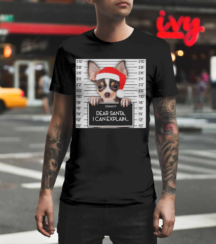 Dear Santa I Can Explain Chihuahua Xmas Santa Hat Lover T-Shirt