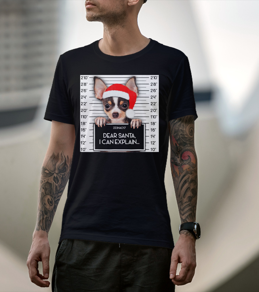 Dear Santa I Can Explain Chihuahua Xmas Santa Hat Lover T-Shirt
