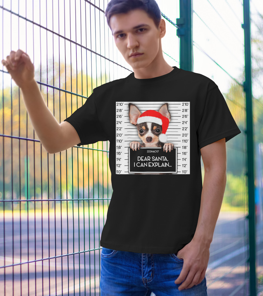 Dear Santa I Can Explain Chihuahua Xmas Santa Hat Lover T-Shirt