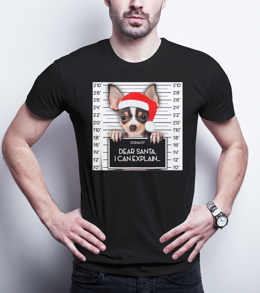 Dear Santa I Can Explain Chihuahua Xmas Santa Hat Lover T-Shirt