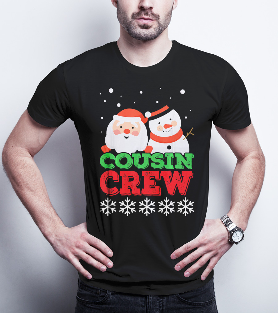 Cousin Crew Santa Snowman Christmas Party Snowflakes T-Shirt