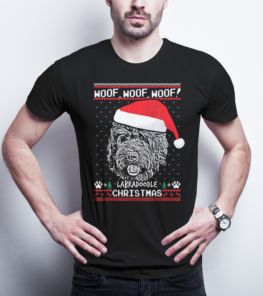Woof Woof Woof Labradoodle Christmas T-Shirt