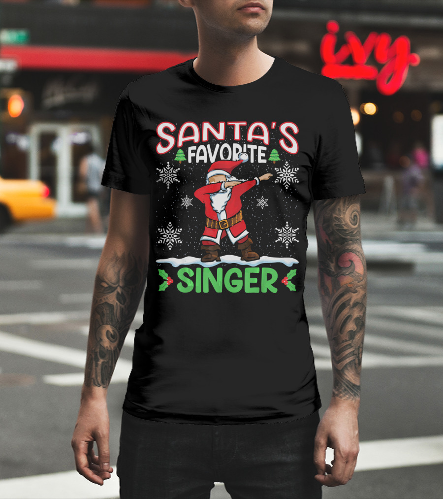 Santa's Favorite Singer Dab Christmas Snowflakes T-Shirt