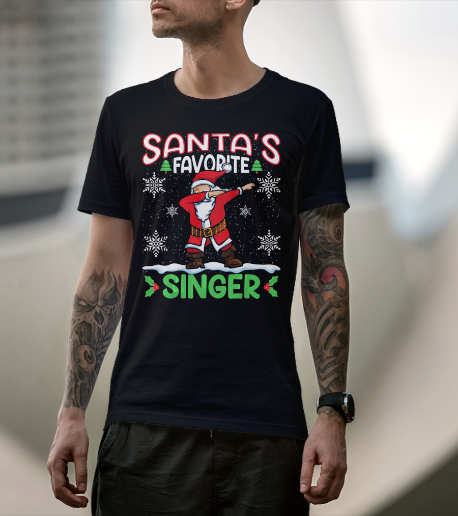 Santa's Favorite Singer Dab Christmas Snowflakes T-Shirt