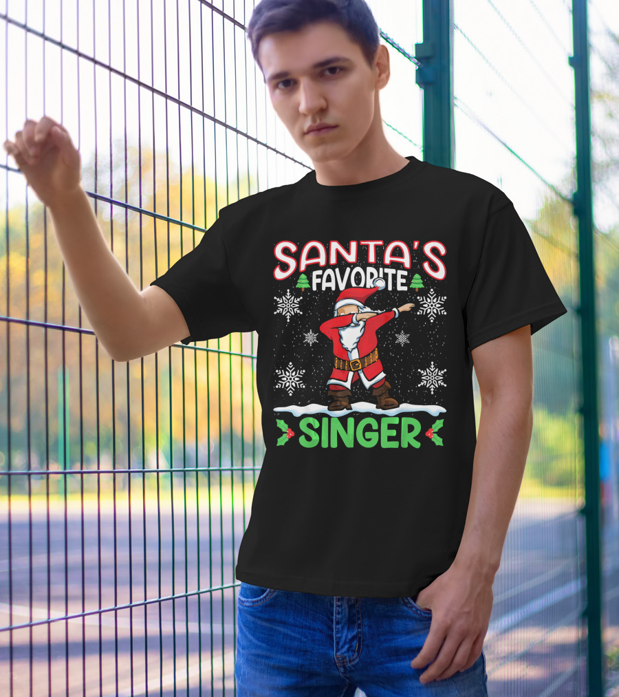 Santa's Favorite Singer Dab Christmas Snowflakes T-Shirt