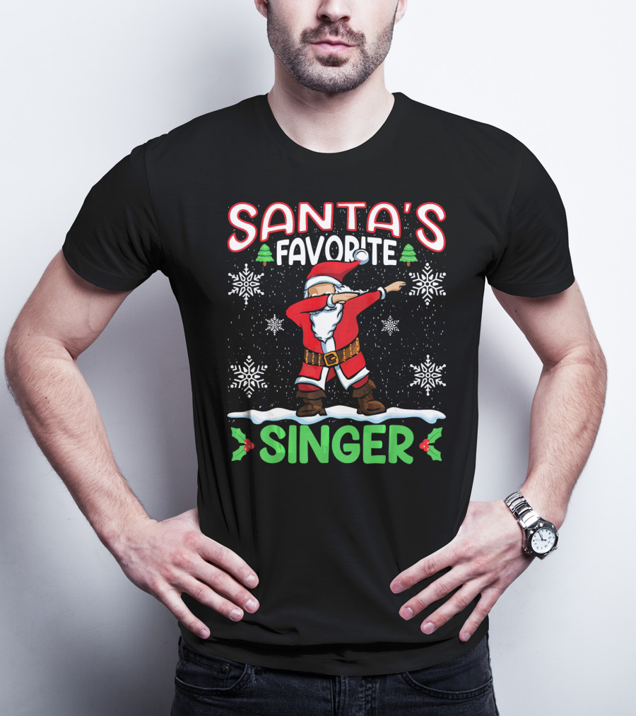 Santa's Favorite Singer Dab Christmas Snowflakes T-Shirt