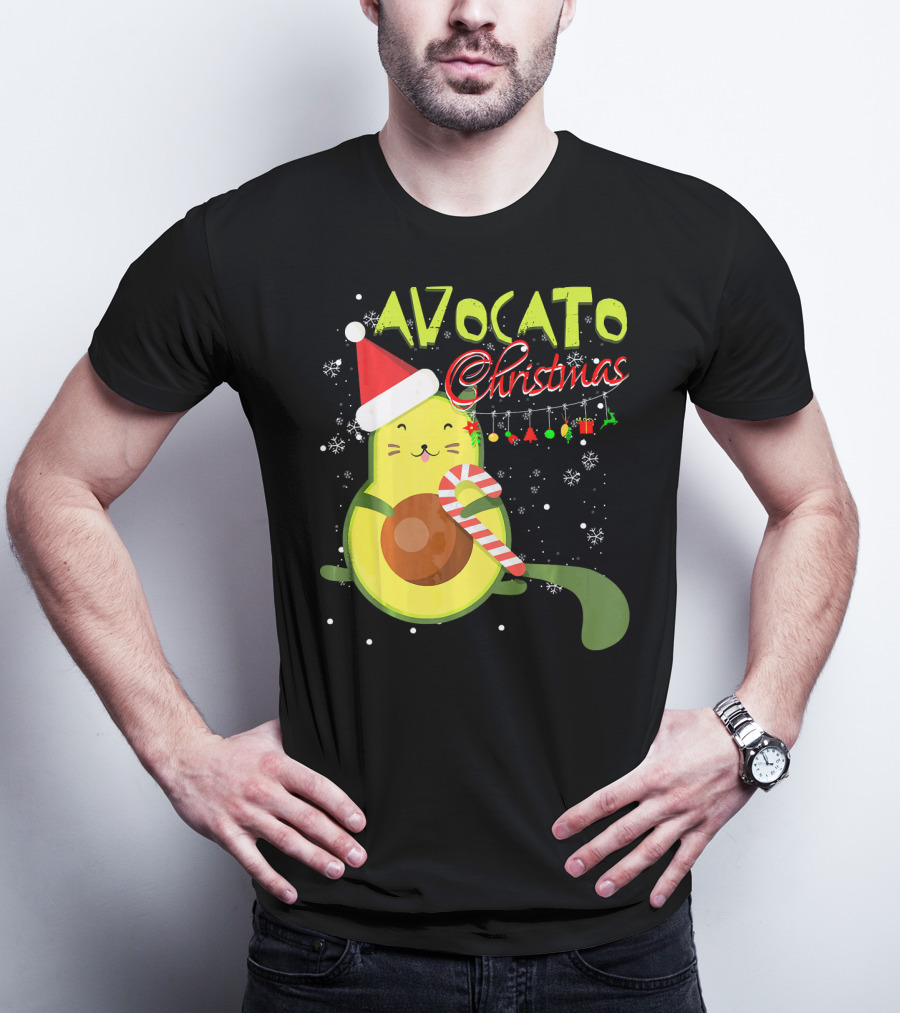 Avocato Christmas Funny Cute Cat Avocado Vegan T-Shirt