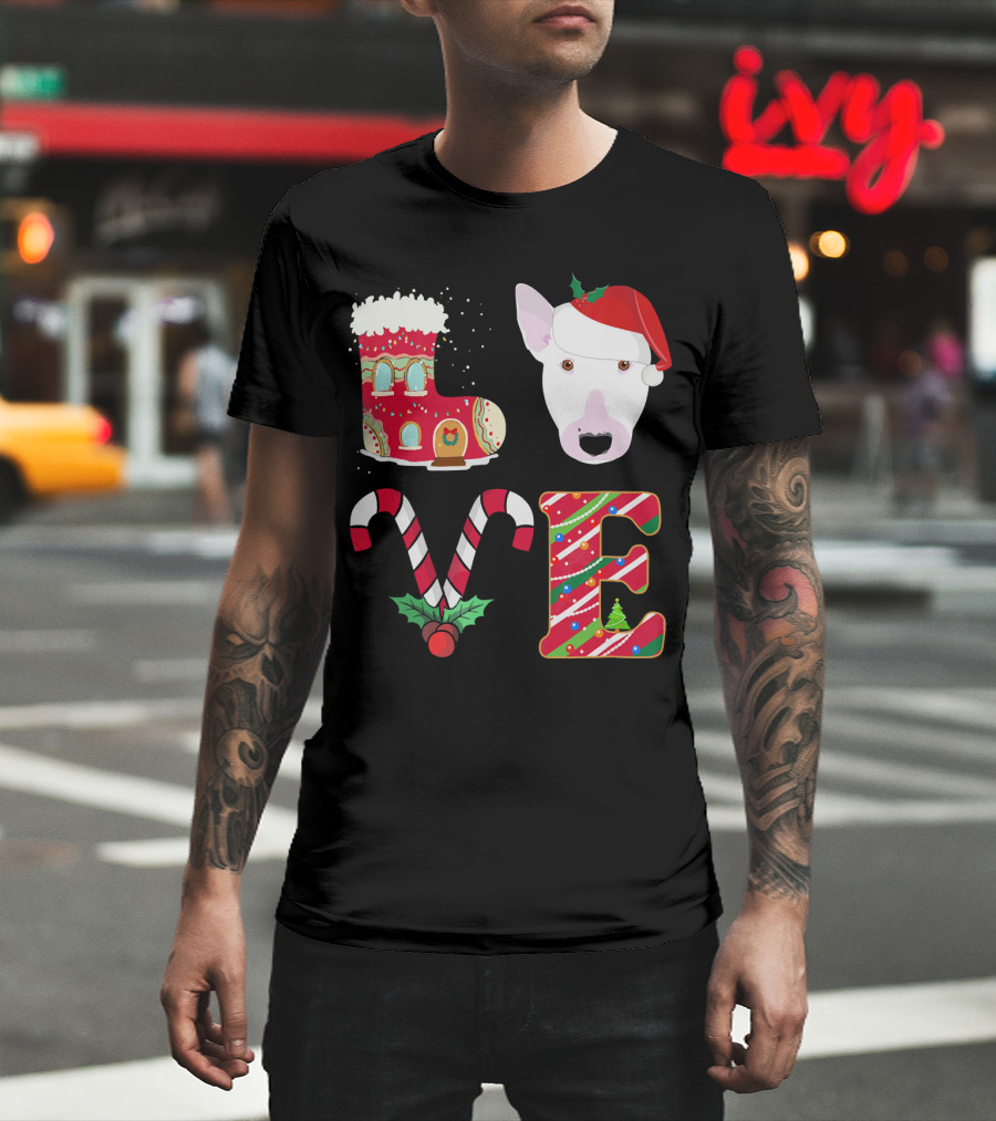 I Love My Bull Terrier Holiday Christmas T-Shirt