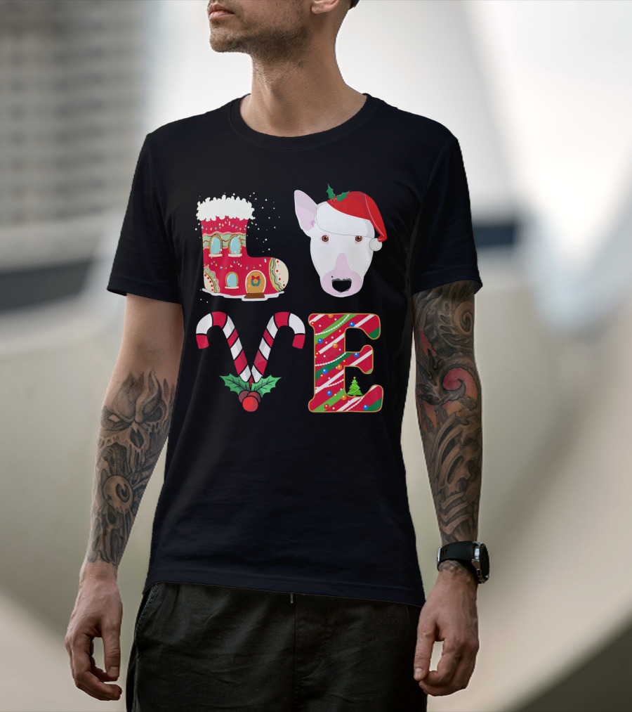 I Love My Bull Terrier Holiday Christmas T-Shirt