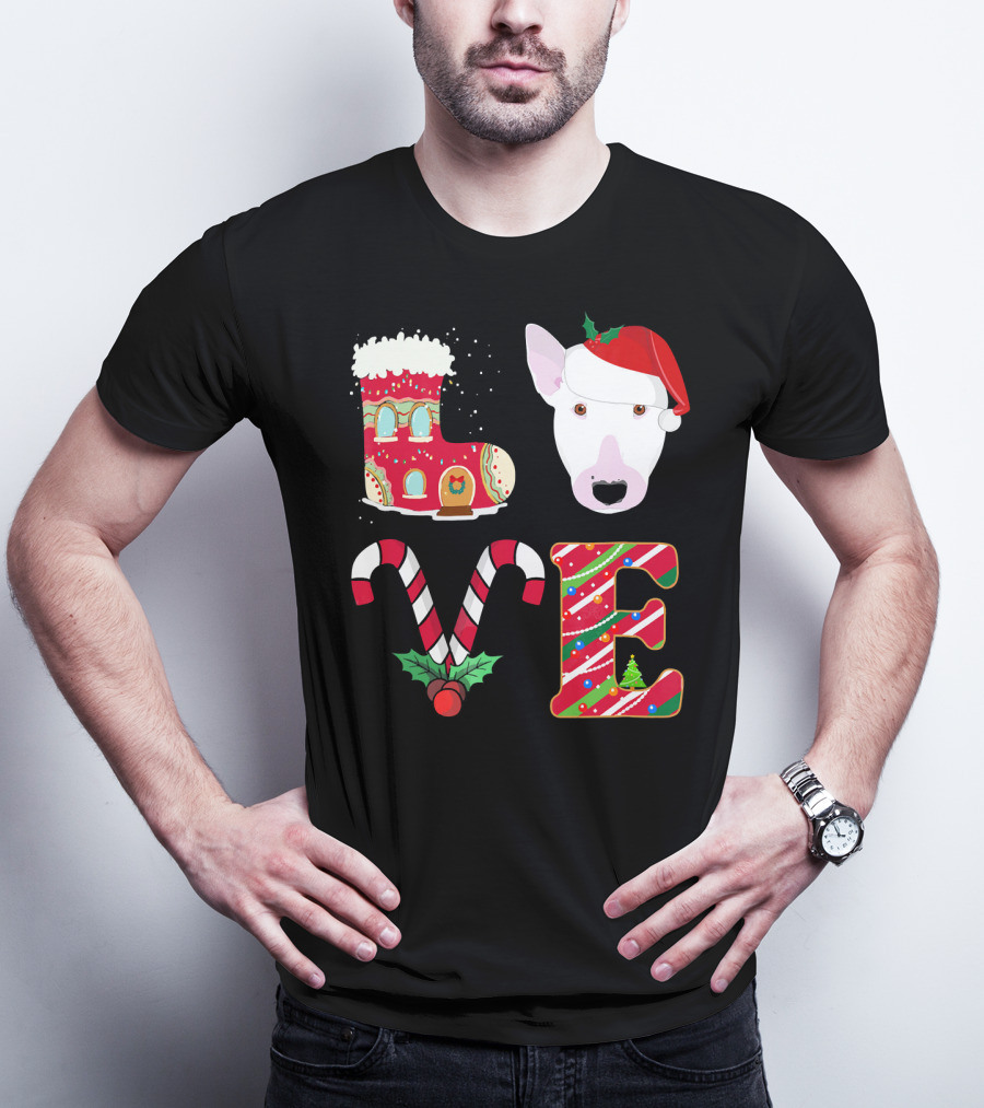 I Love My Bull Terrier Holiday Christmas T-Shirt