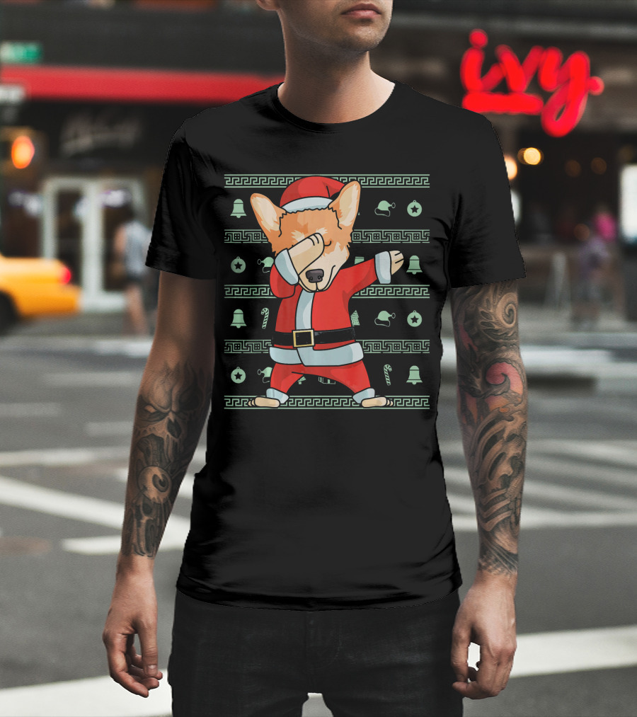 Corgi Santa Dabbing Christmas T-Shirt