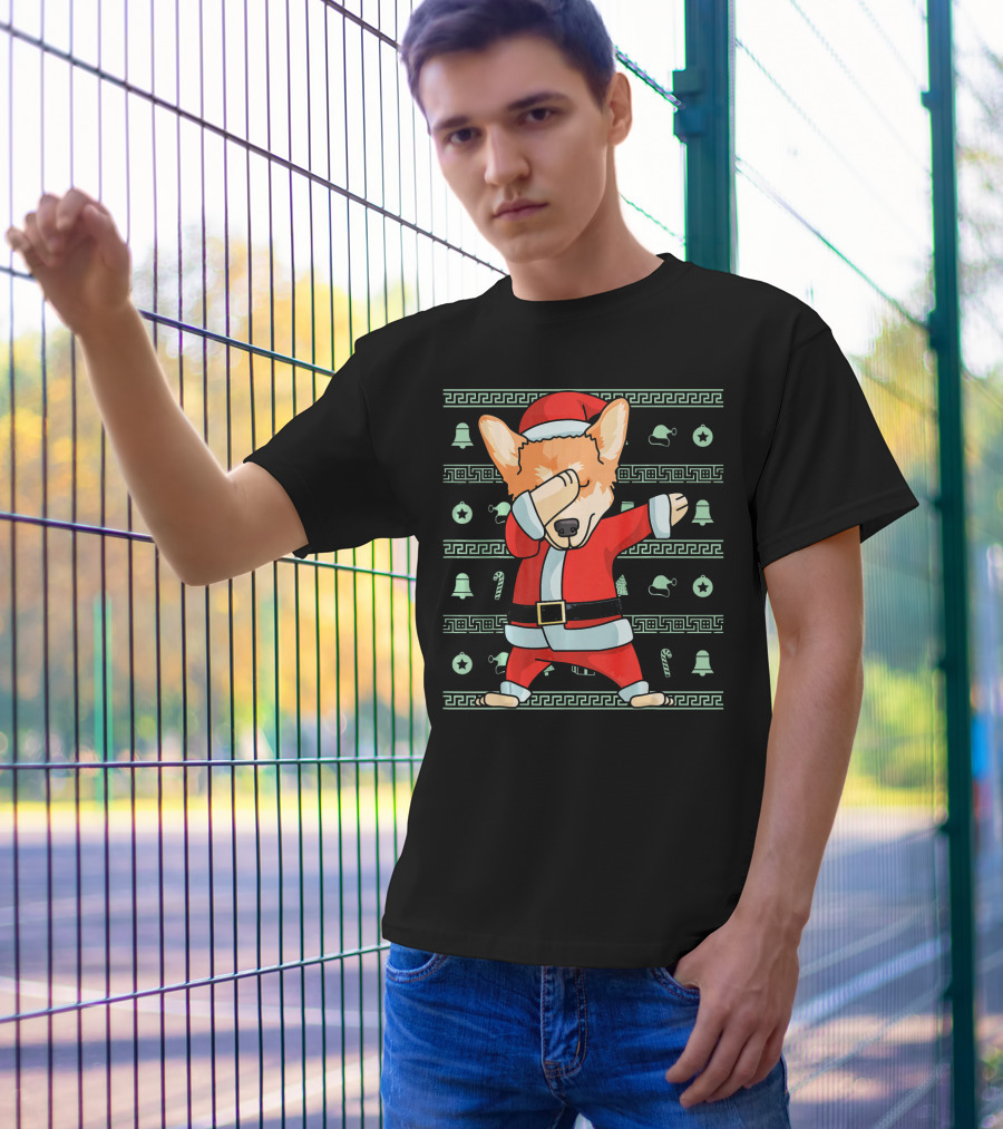 Corgi Santa Dabbing Christmas T-Shirt