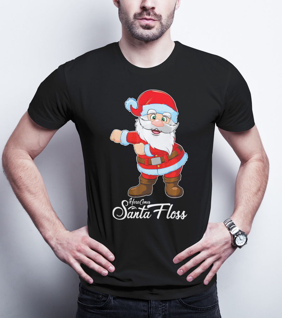 Here Comes Santa Floss Flossing Santa Dance T-Shirt