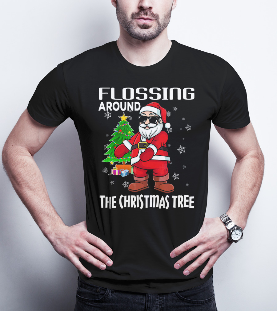 Flossing Around The Christmas Tree Santa Dance T-Shirt