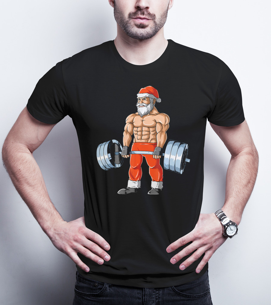 Weightlifting Santa Christmas Deadlift Fitness Santa Claus T-Shirt