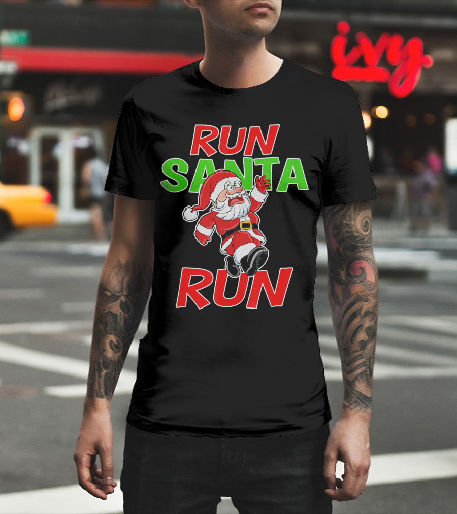 Run Santa Run Christmas Running Santa T-Shirt