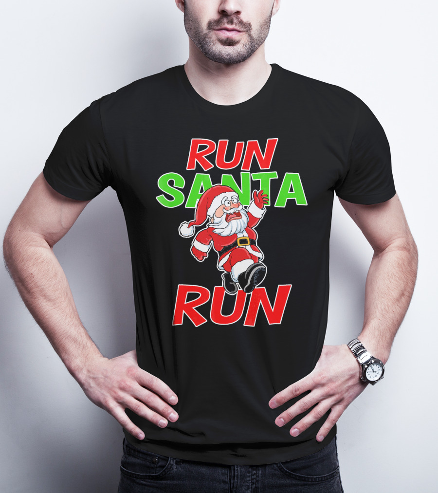Run Santa Run Christmas Running Santa T-Shirt