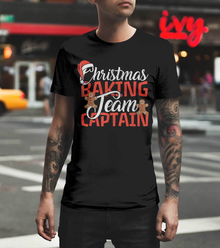 Christmas Baking Team Captain Gingerbread Santa Holiday T-Shirt