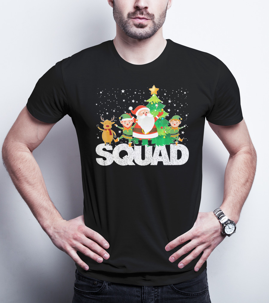 Santa Elf Reindeer Squad Christmas Tree T-Shirt