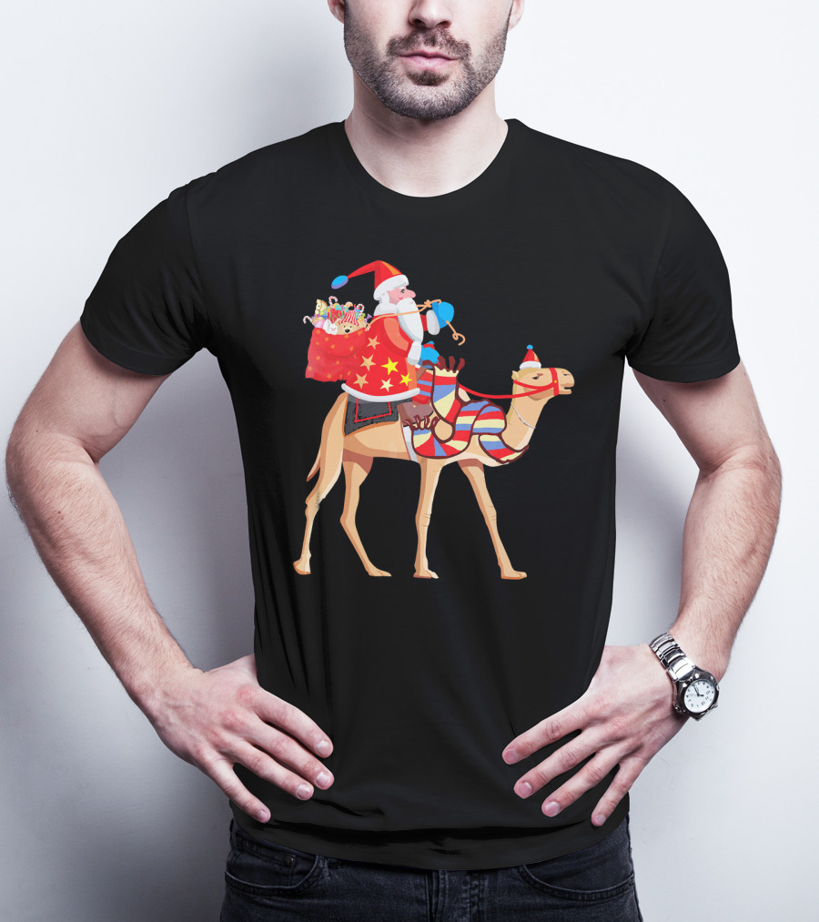 Santa Riding Camel Festive Christmas Adventure T-Shirt