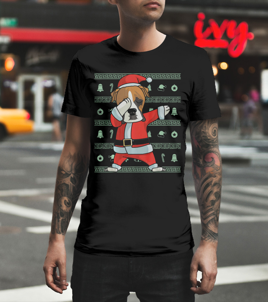 Santa Dabbing Boxer Dog Christmas T-Shirt