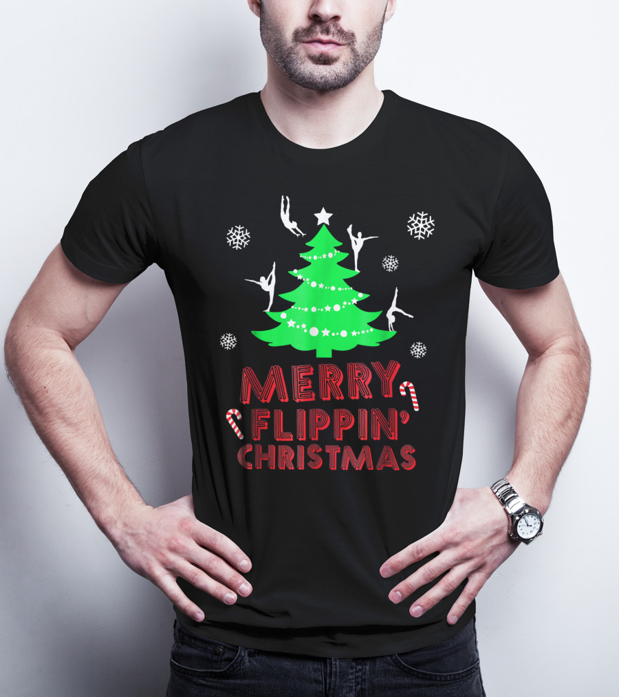 Merry Flippin' Christmas Cute Gymnastics Girls T-Shirt