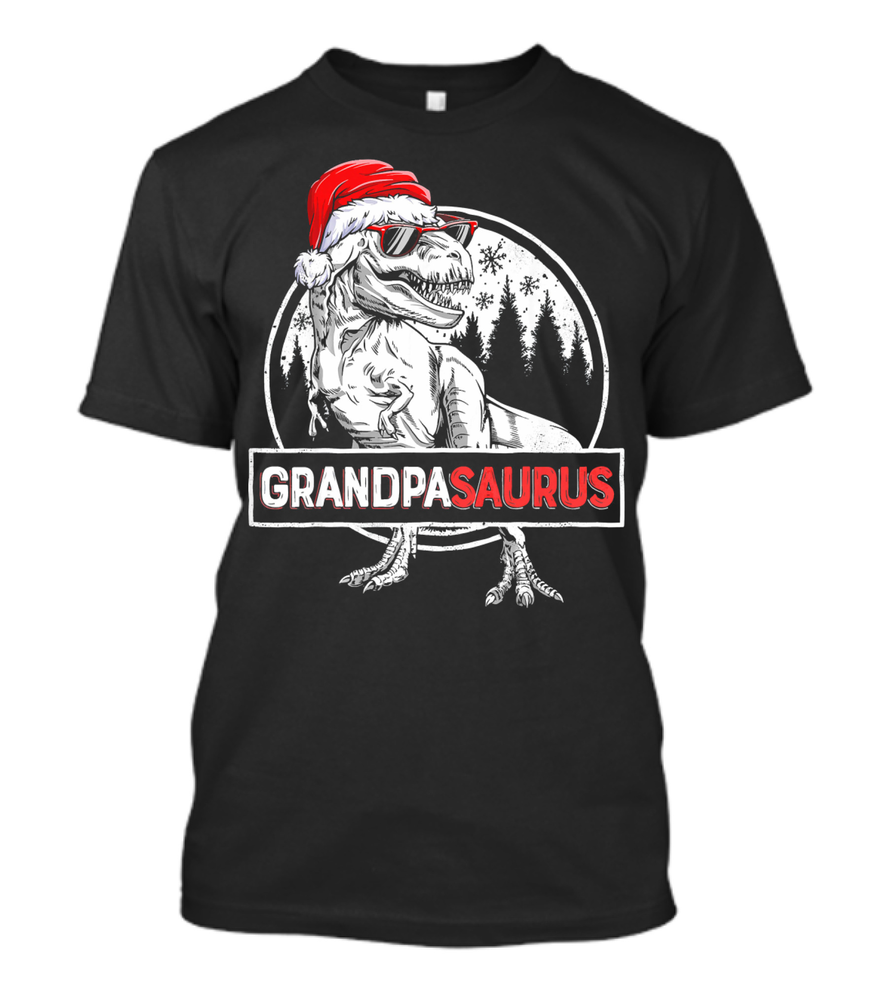 Grandpasaurus Dinosaur Santa Hat Christmas Tree T-Shirt