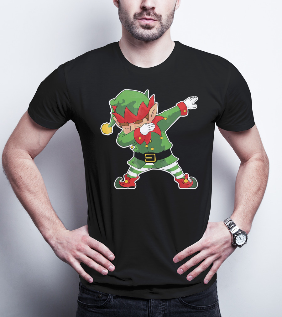 Christmas Dabbing Elf Funny Holiday Dance Pose T-Shirt