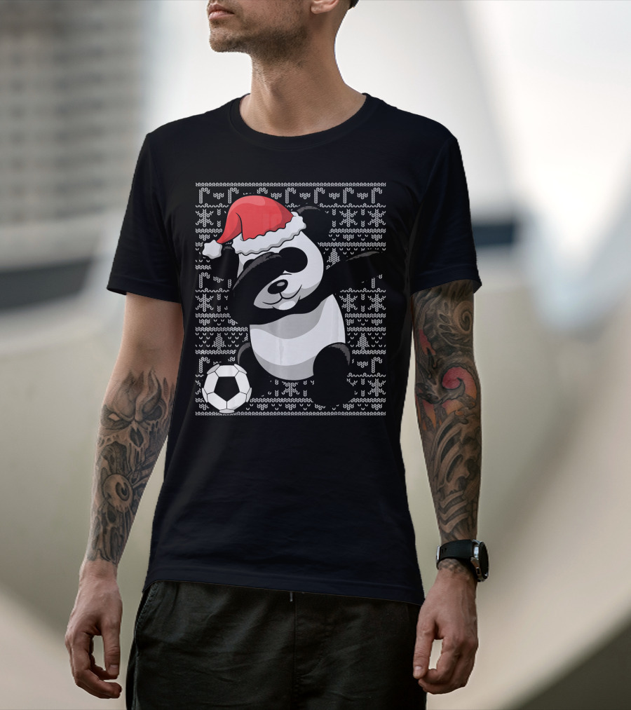 Christmas Dabbing Santa Panda Bear Soccer T-Shirt