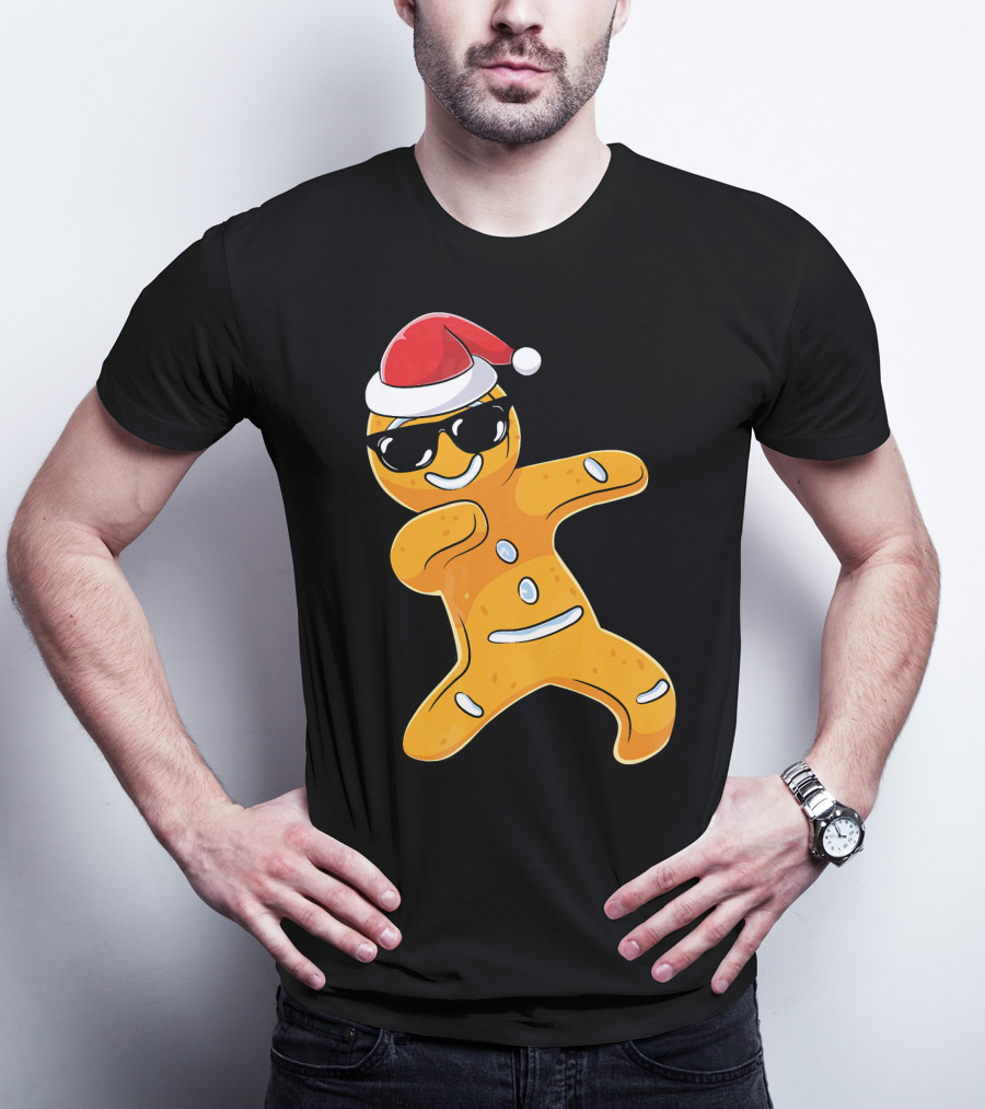 Christmas Dabbing Gingerbread Santa With Sunglasses T-Shirt