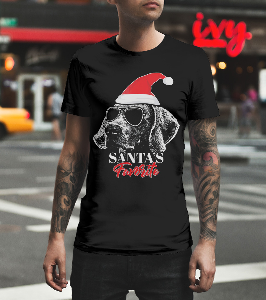 Santa's Favorite Weimaraner With Sunglasses T-Shirt
