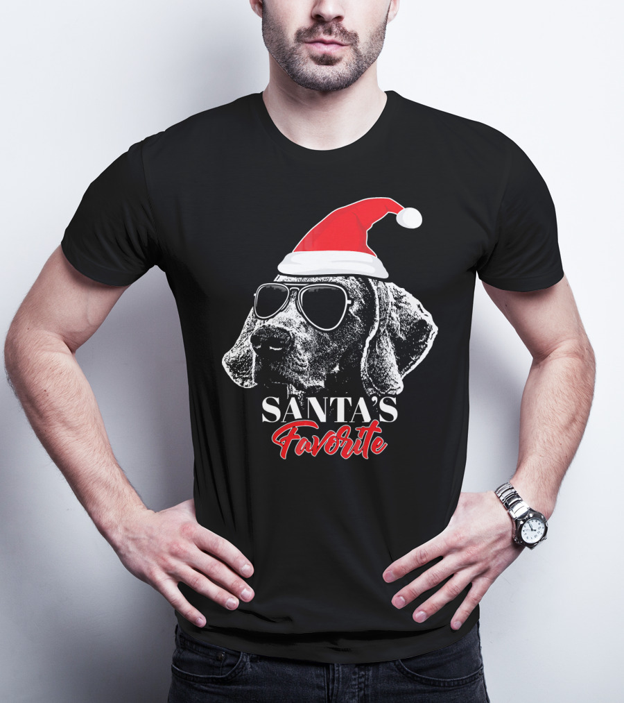 Santa's Favorite Weimaraner With Sunglasses T-Shirt