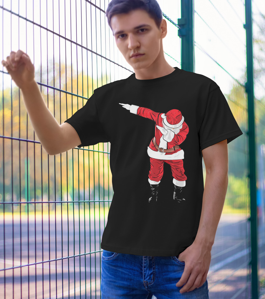 Christmas Dabbing Funny Santa In Classic Red Suit T-Shirt