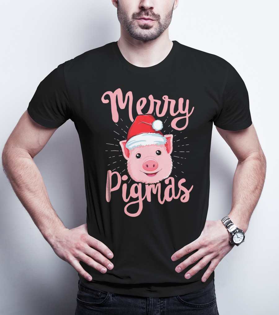Merry Pigmas Pig Santa Hat T-Shirt