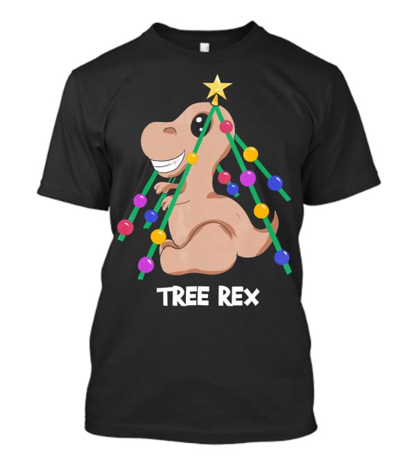 Tree Rex Christmas Dinosaur With Holiday Decoration T-Shirt