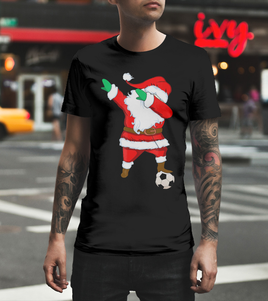 Santa Claus Dabbing With Soccer Ball T-Shirt