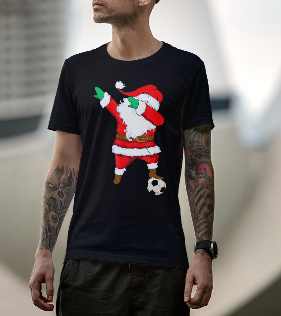 Santa Claus Dabbing With Soccer Ball T-Shirt