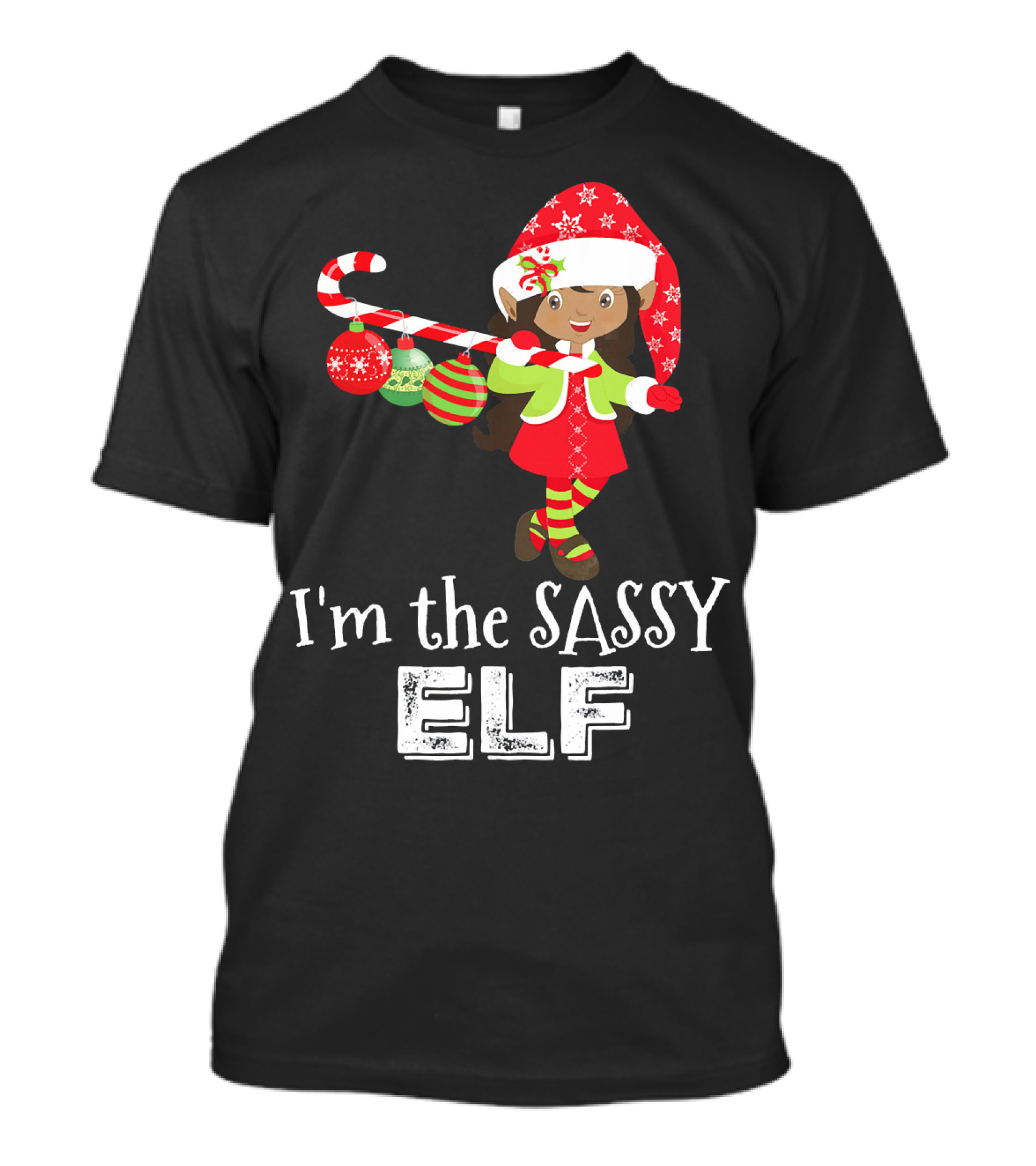 I'm The Sassy Elf African American Girls Christmas T-Shirt