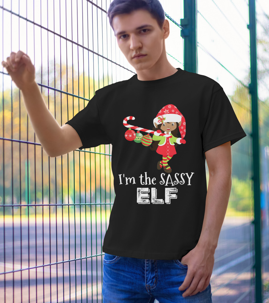 I'm The Sassy Elf African American Girls Christmas T-Shirt